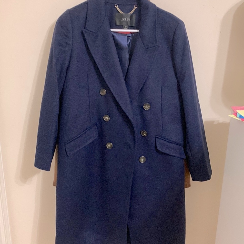 J Crew Wool Blue Long Trench Style Coat Mario Belluci… - Gem